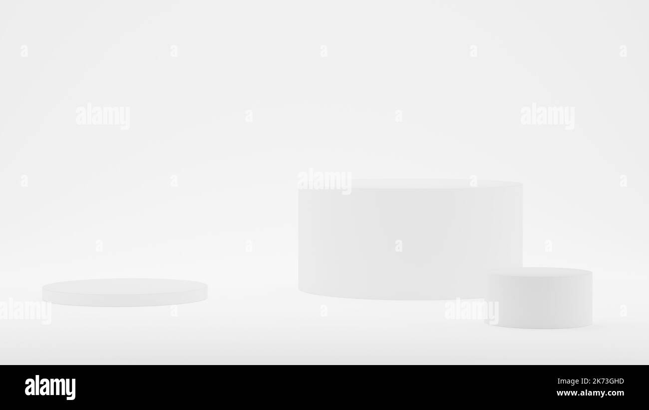Minimal scene for product display presentation. Realistic white cylinder pedestal podium set ...