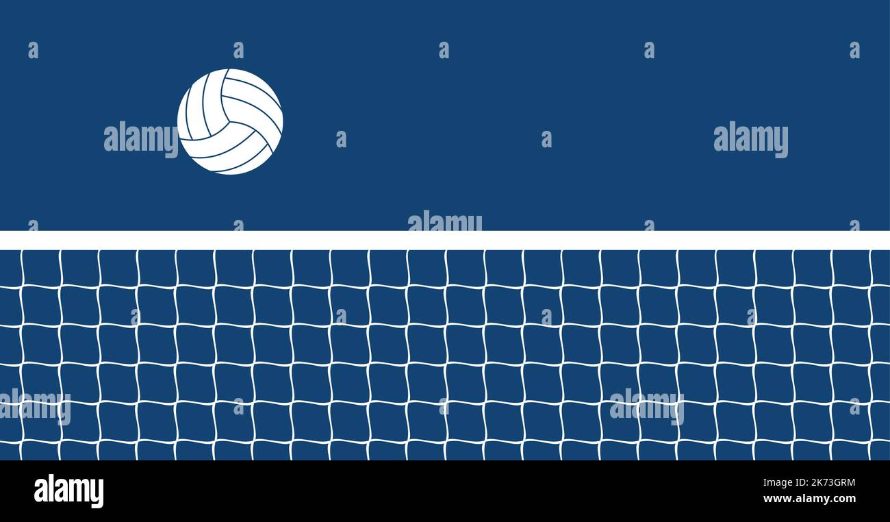 Volleyball court and net visible, volleyball ball flying in the air ...
