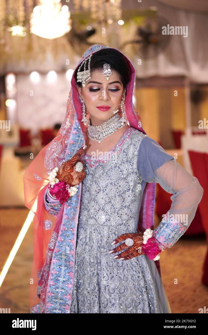 Bride at Pakistani wedding: Traditional Nikah ceremony in Karachi Stock ...