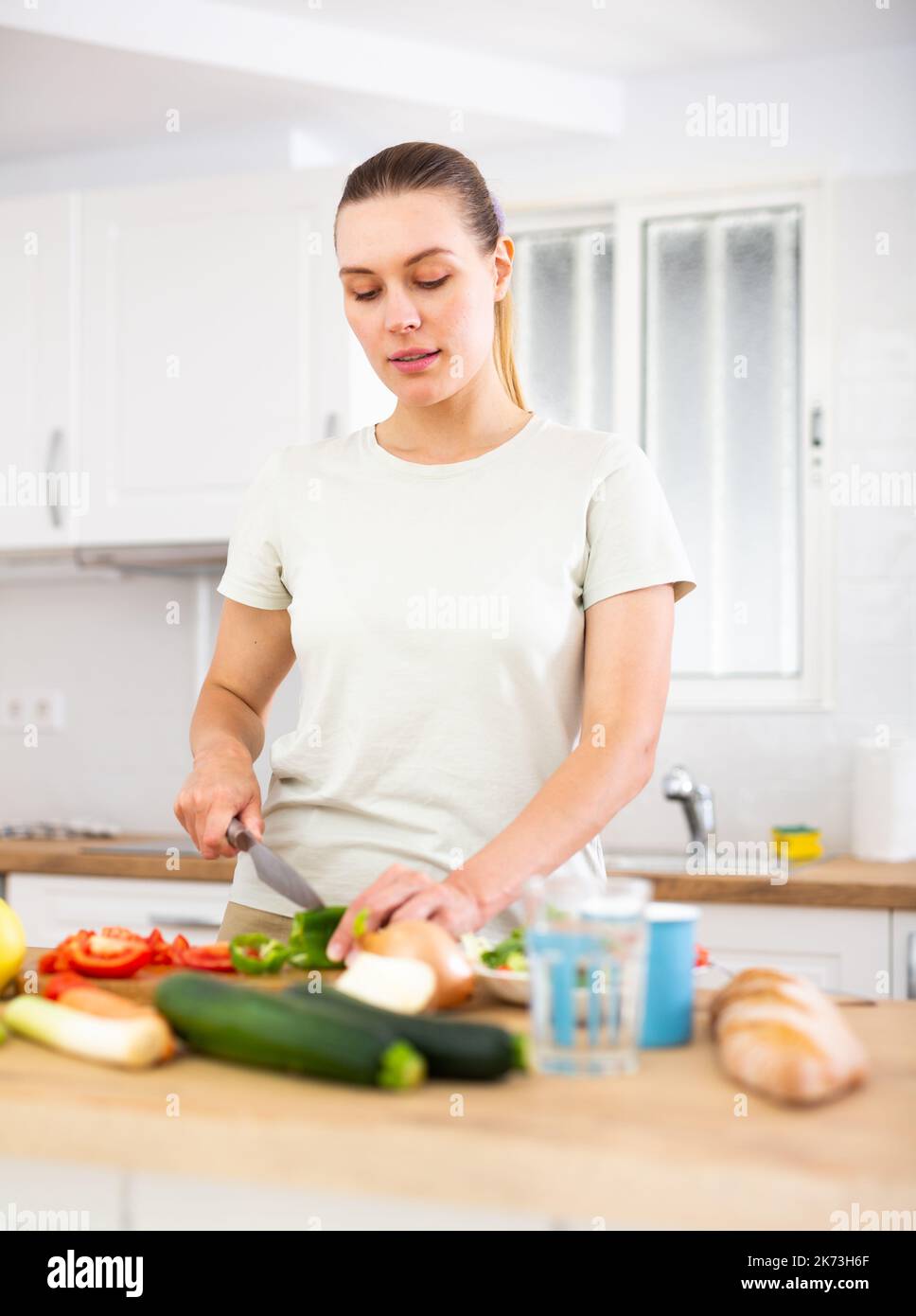 Housewife preparing food at home Stock Photo - Alamy