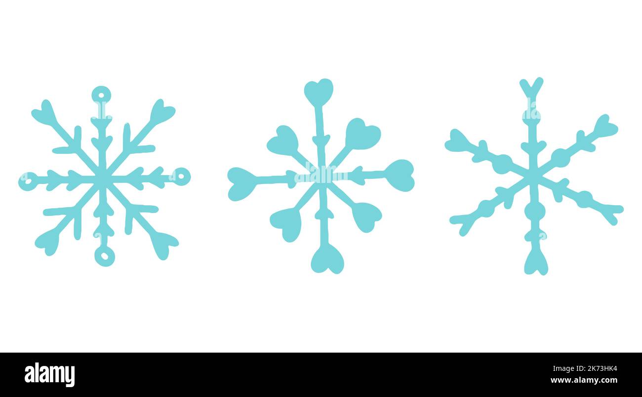 Snowflake icon. Collection of different cute snowflakes. Cartoon ...