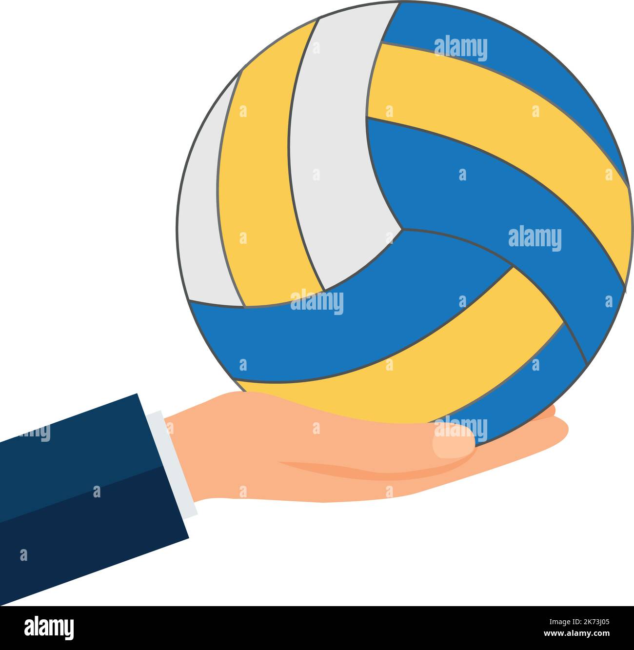 human hand holding volleyball vector drawing isolated white background ...