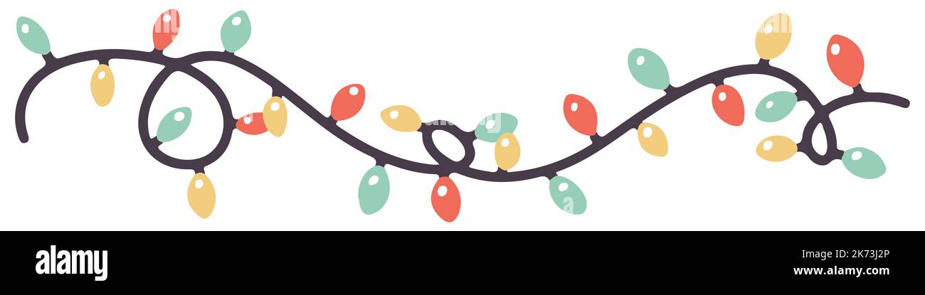 Garland string. Christmas lights. Cute decorative element. Vector ...