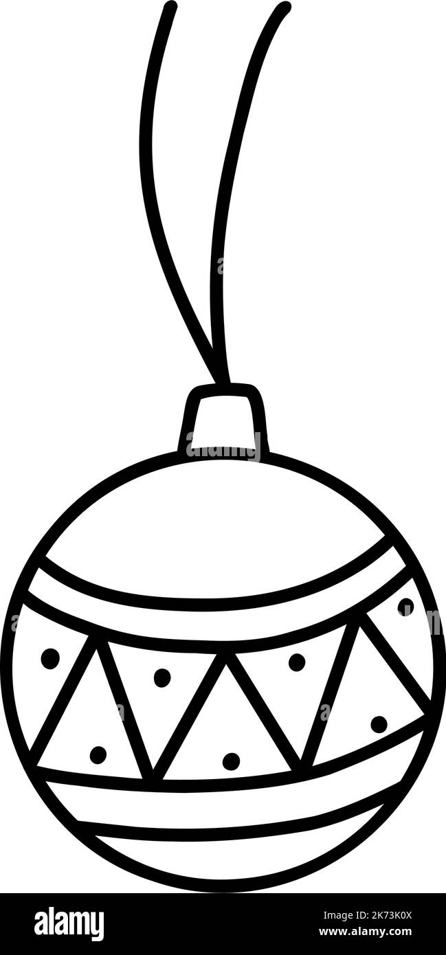 Doodle Christmas tree toy. Cartoon element, vector sketch illustration ...