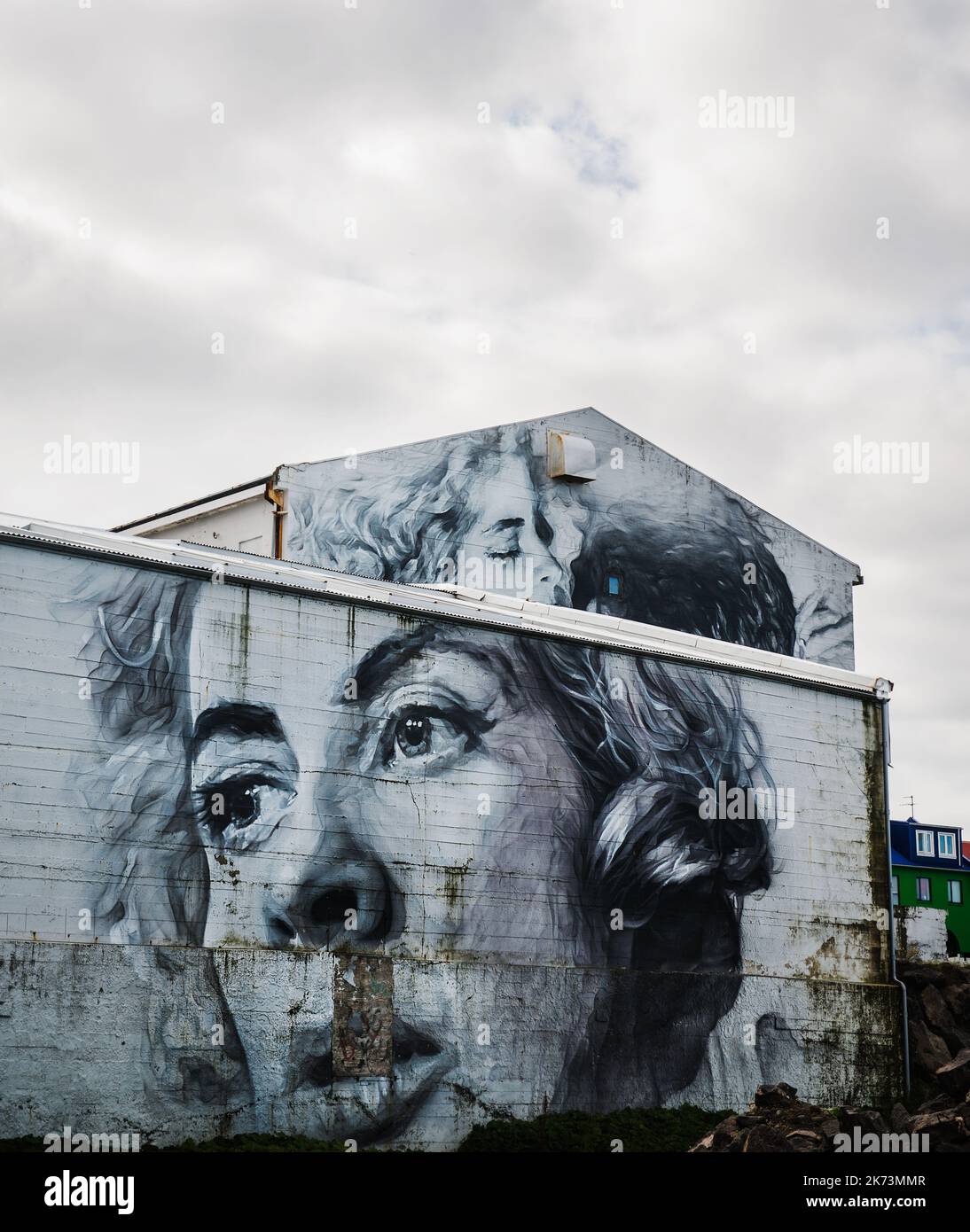Grafitti mural on the side of a building in Reykjavik, Iceland ...