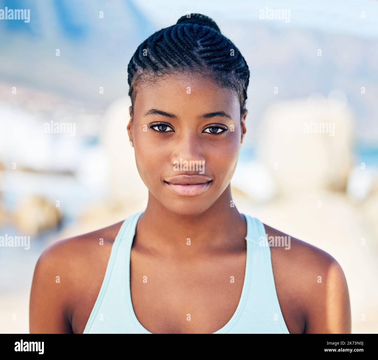 We were made to be great. a fit young woman out for a workout Stock ...