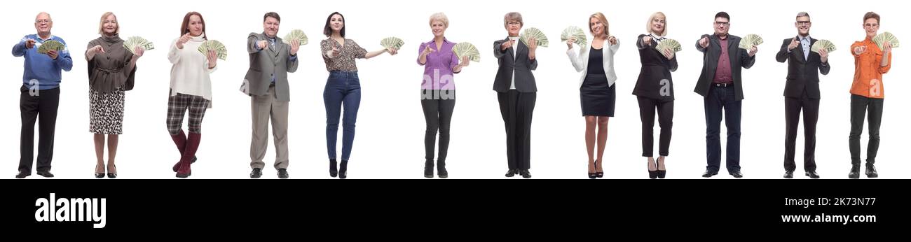 group of successful business people with money isolated Stock Photo - Alamy