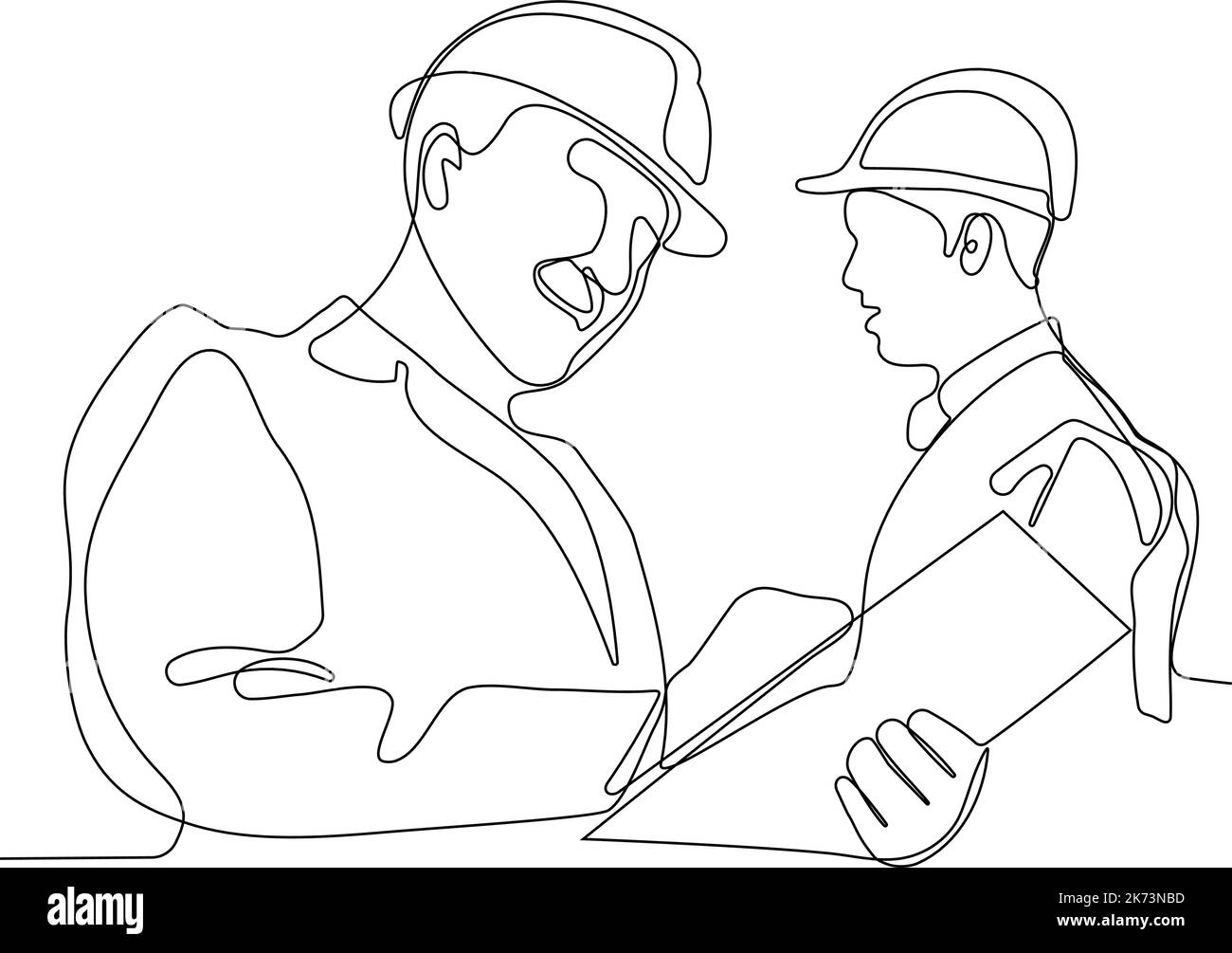 construction manager and engineer working on building site. Vector ...