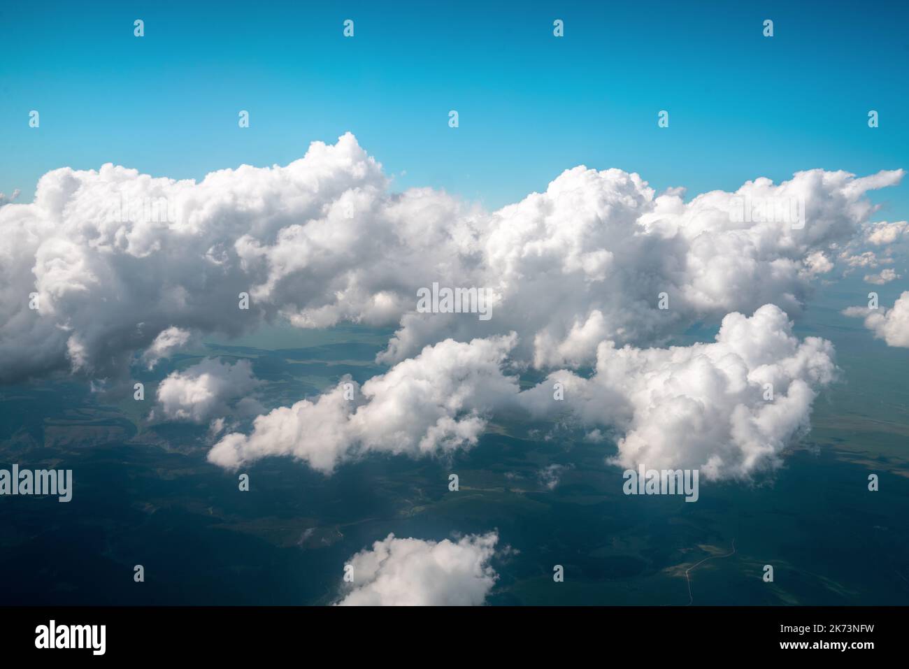 A panoramic top view of daylight and over all clouds under the blue sky ...