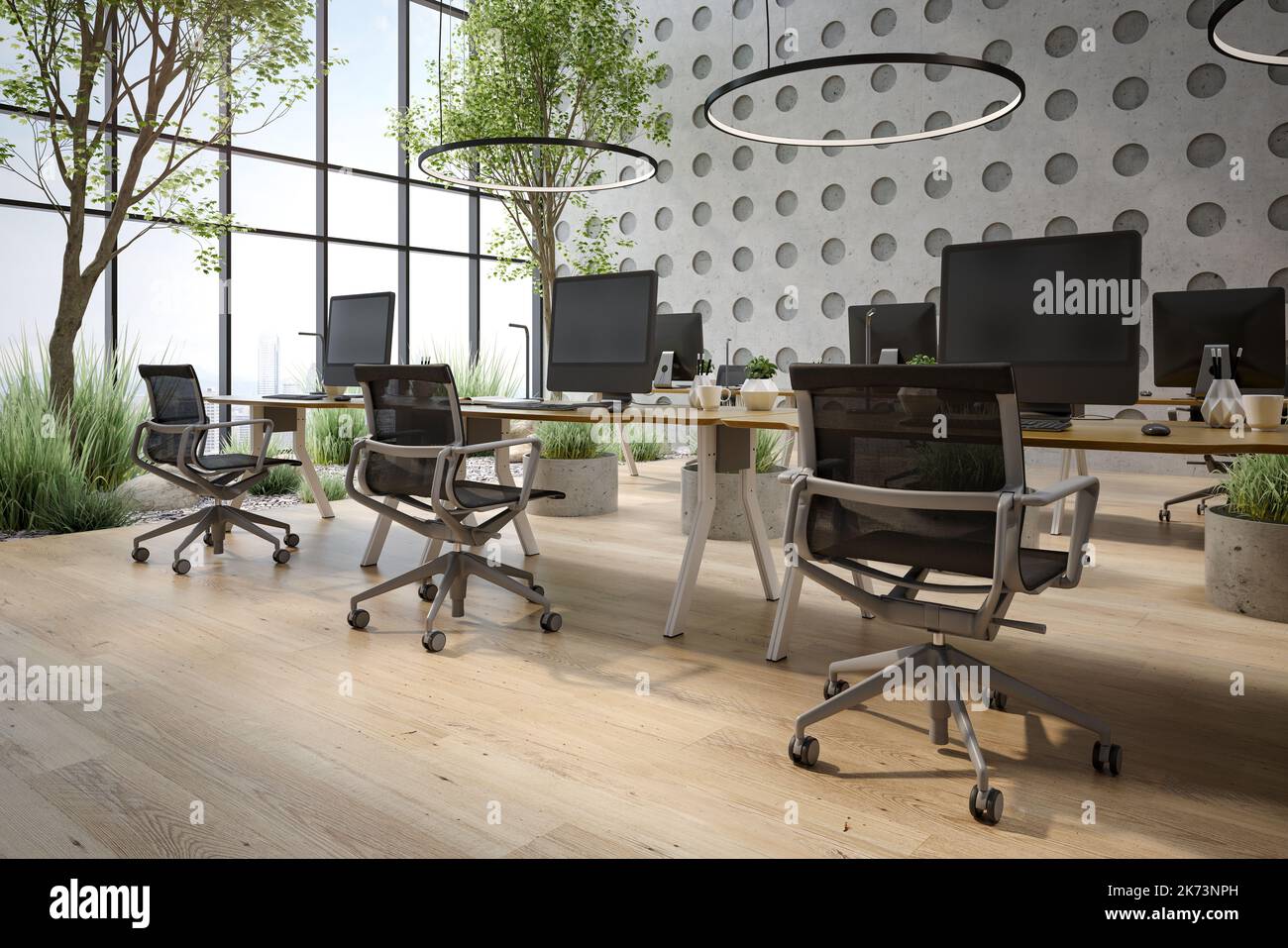 Modern style conceptual office interior room 3 d illustration Stock ...