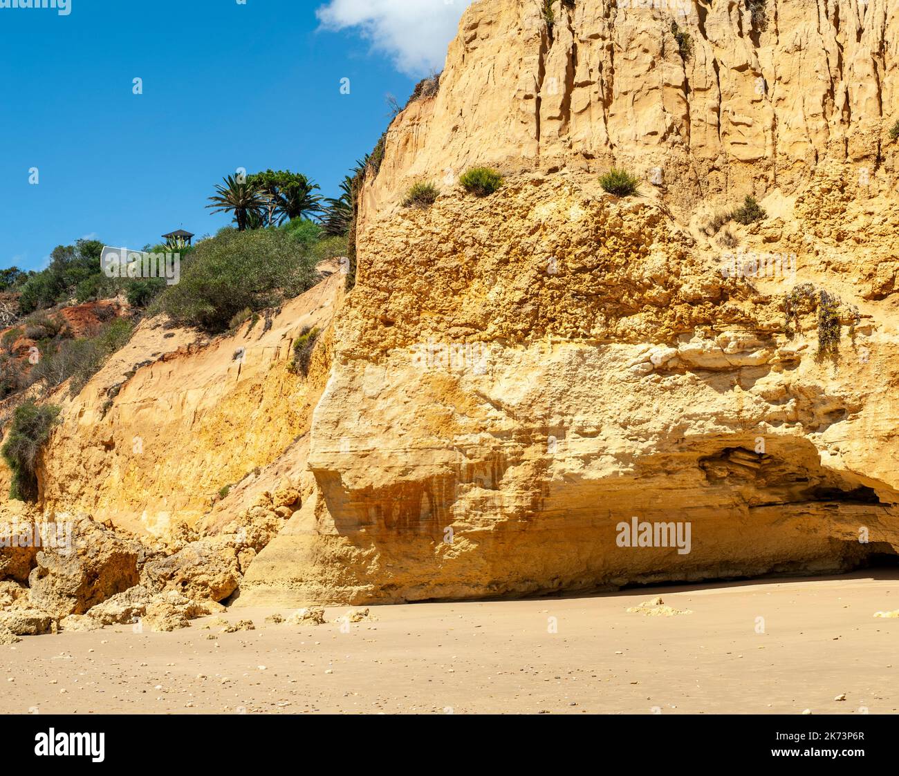 Maria Luisa beach with rock formation in Albufeira, Algarve, Portugal ...