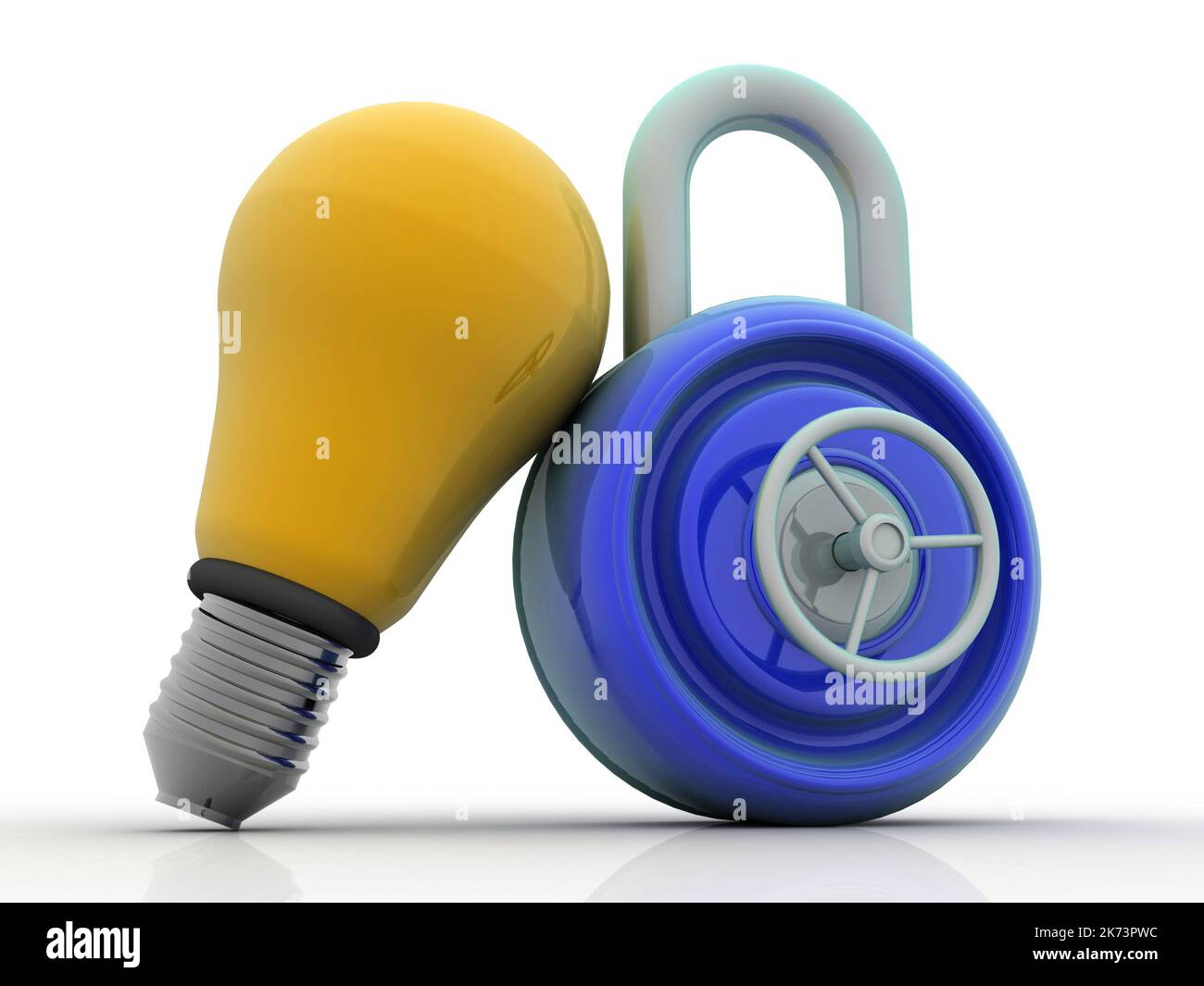3d rendering fluorescent cfl lamp protection lock Stock Photo - Alamy