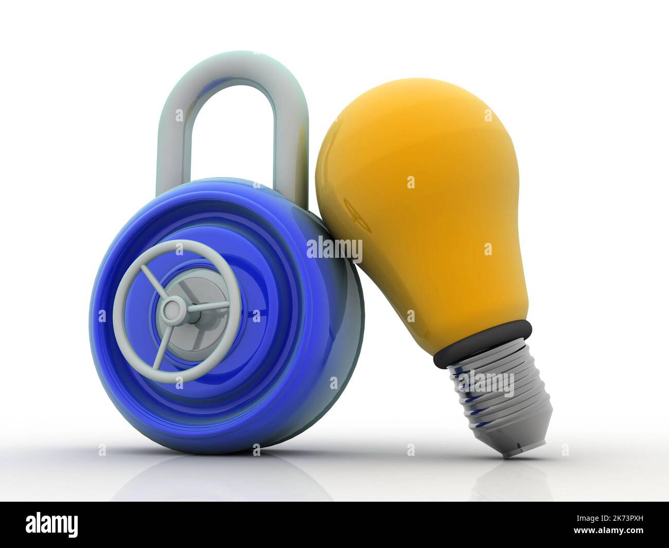 3d rendering fluorescent cfl lamp protection lock Stock Photo - Alamy