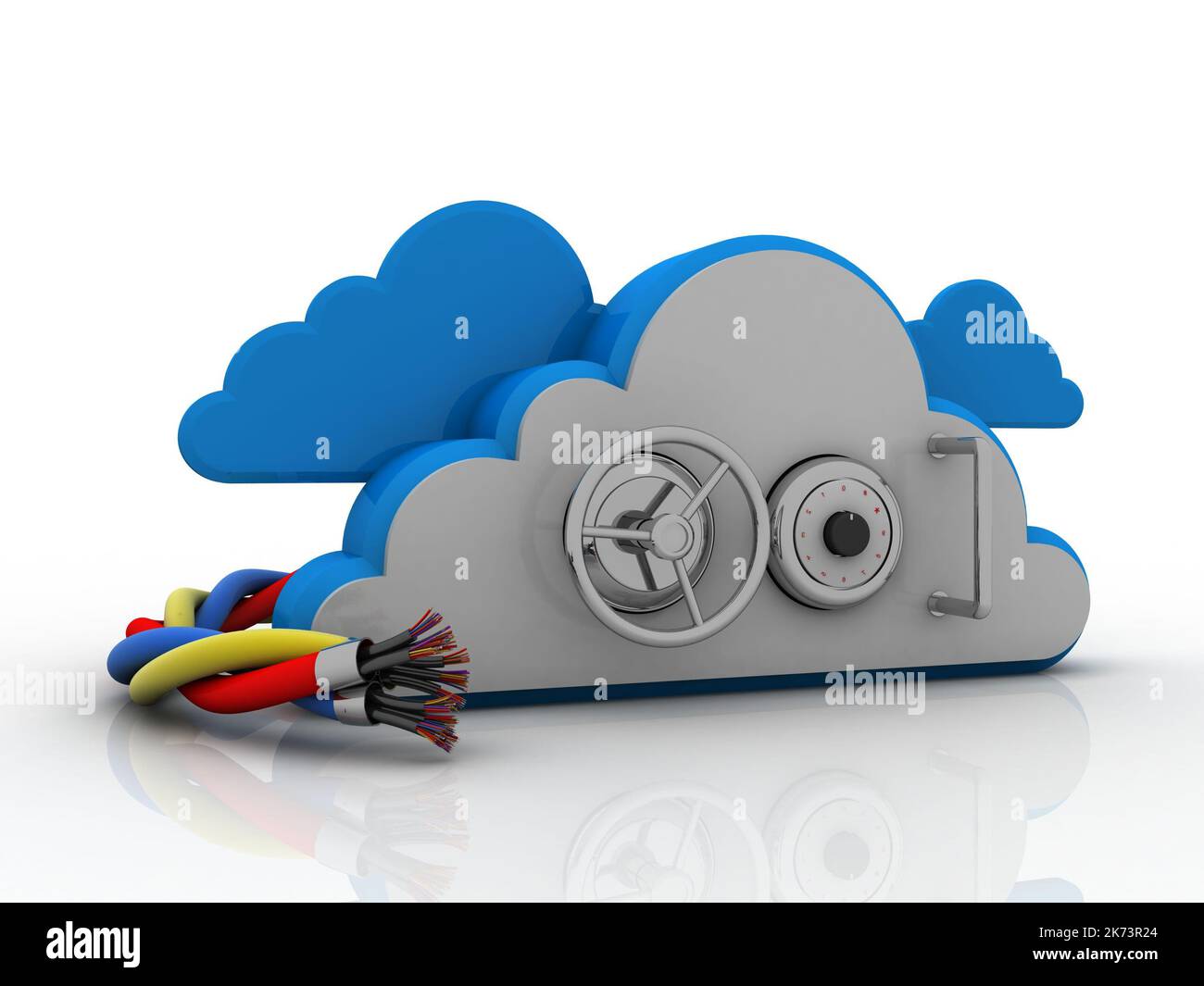 3d rendering Fiber optical cable detail connected cloud lock Stock ...