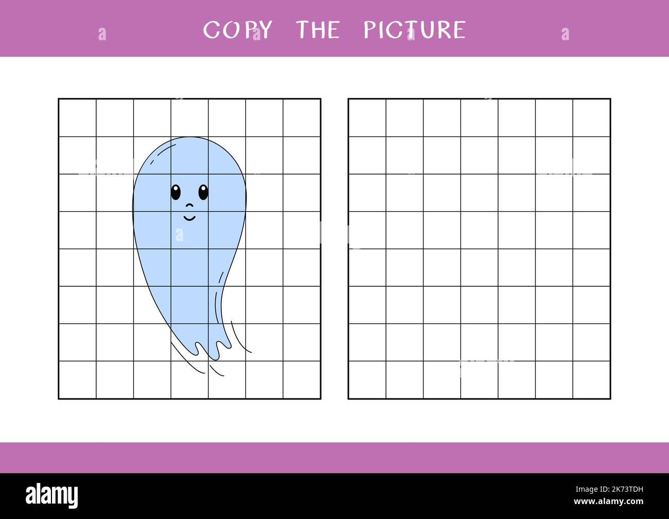 Copy the picture of cute ghost. Simple educational game for kids Stock ...