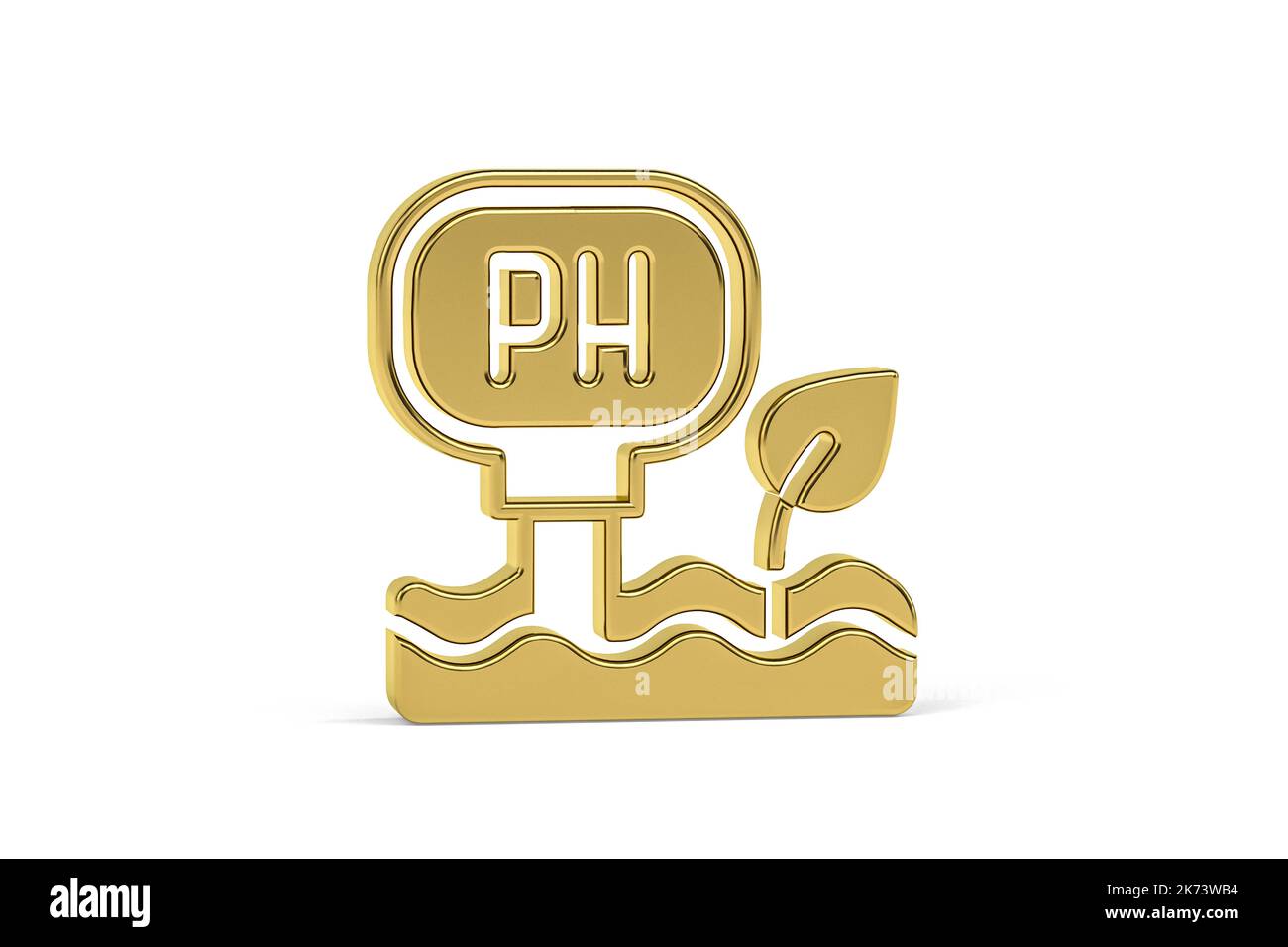 Golden 3d PH meter icon isolated on white background - 3D render Stock ...