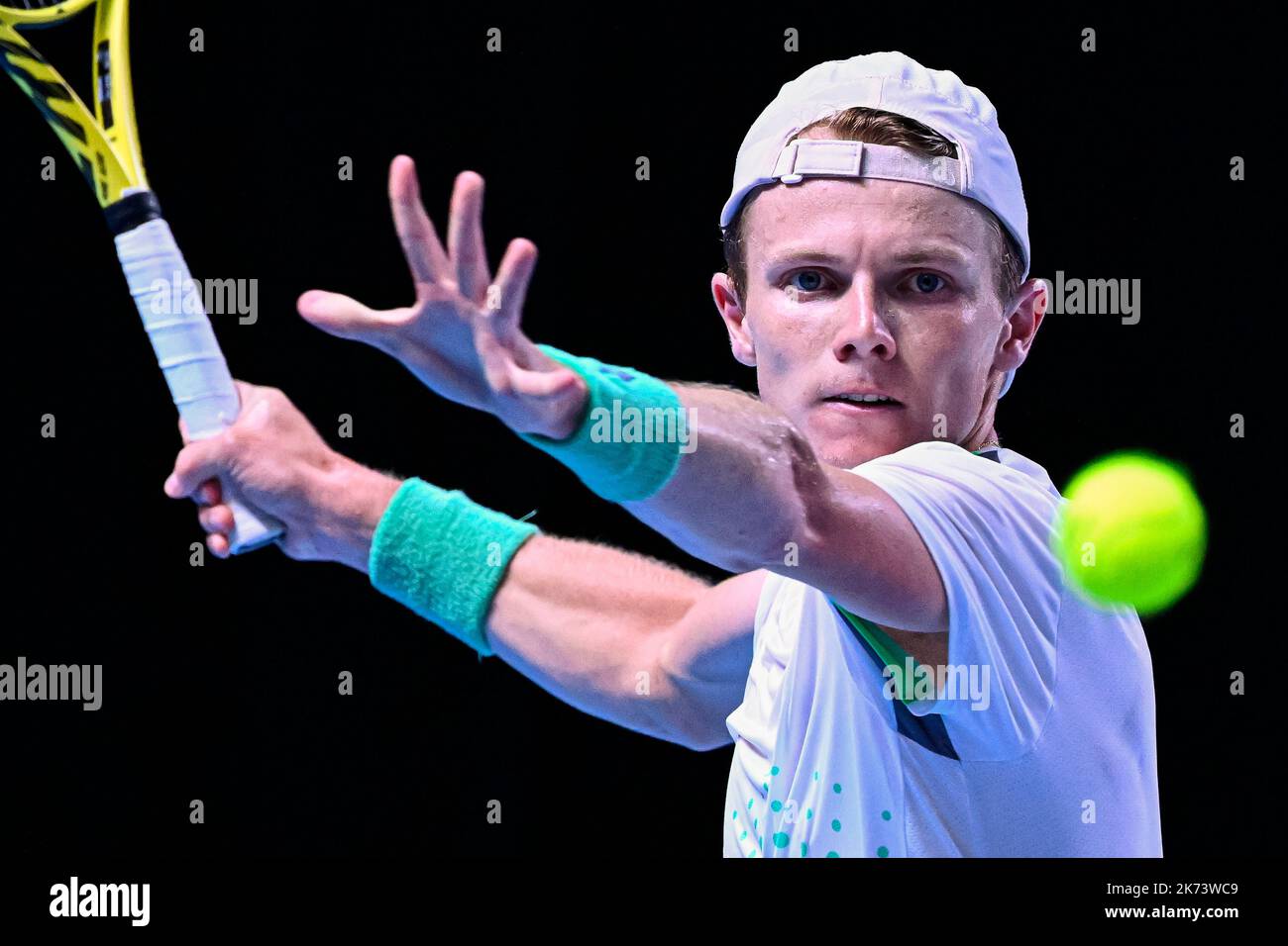 Dutch Jesper De Jong pictured in action during the qualification game ...