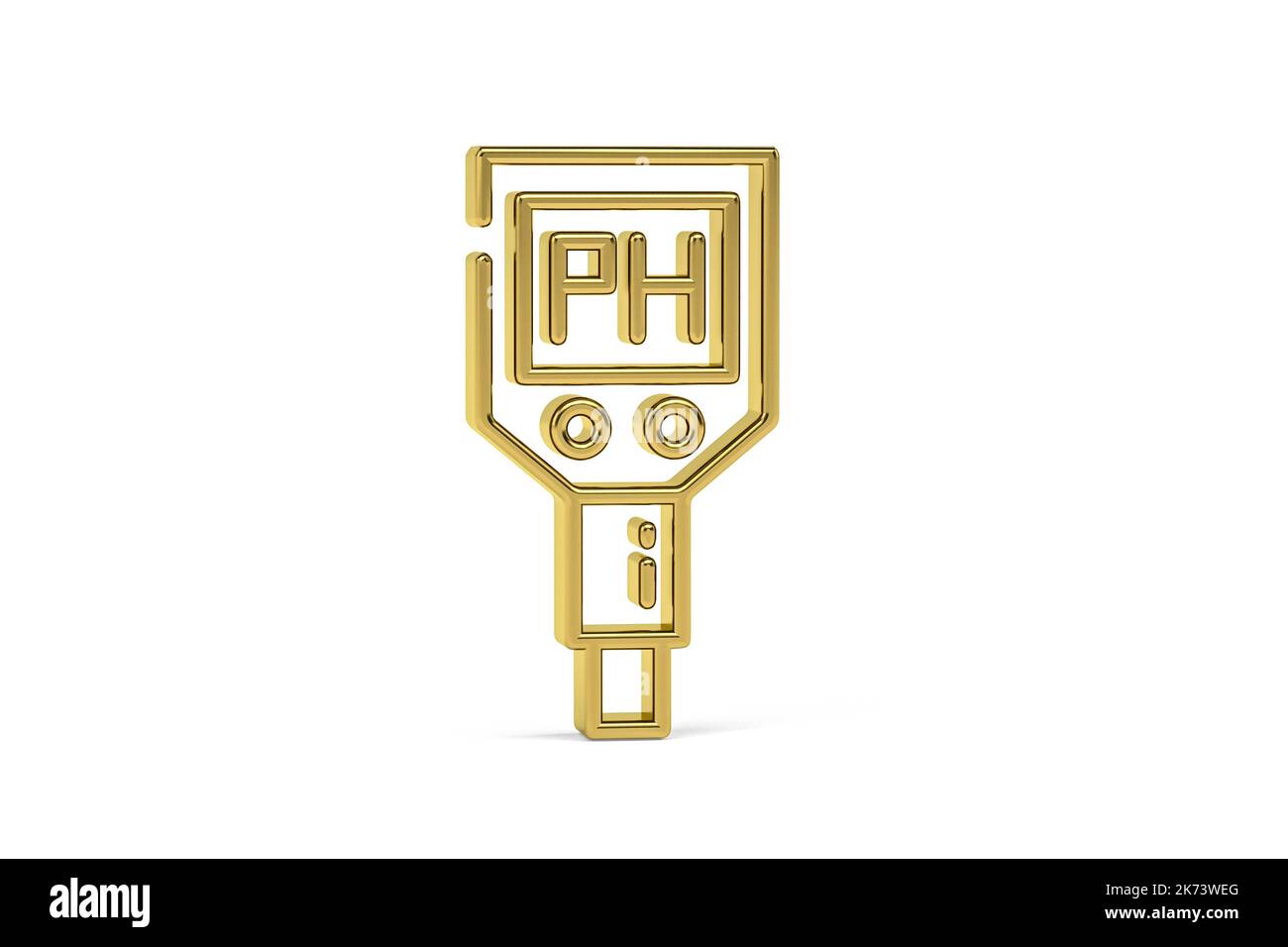 Golden 3d PH meter icon isolated on white background - 3D render Stock ...