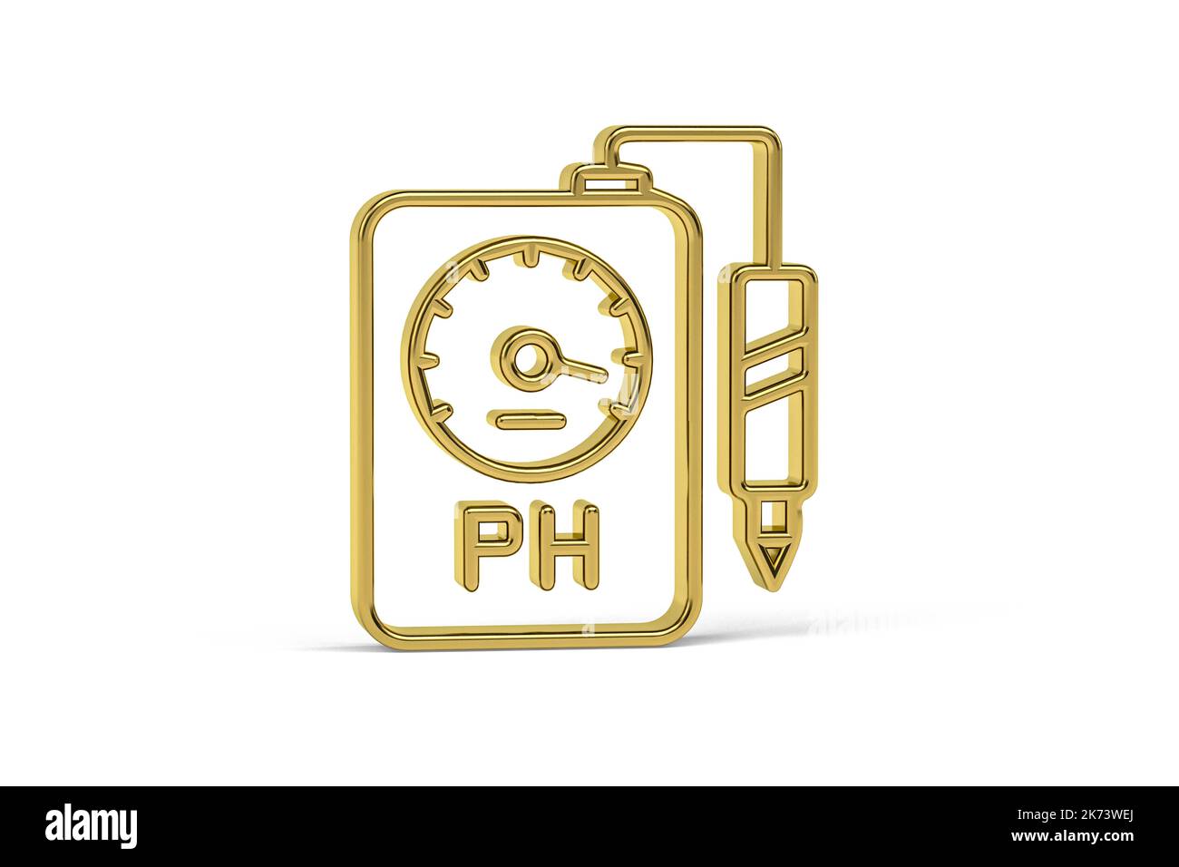 Golden 3d PH meter icon isolated on white background - 3D render Stock ...