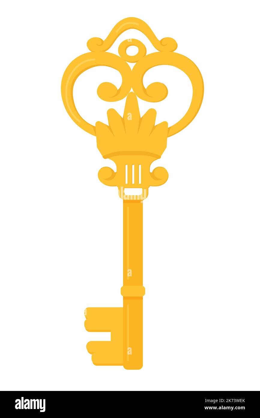 Vintage golden key - modern flat design style single isolated image ...