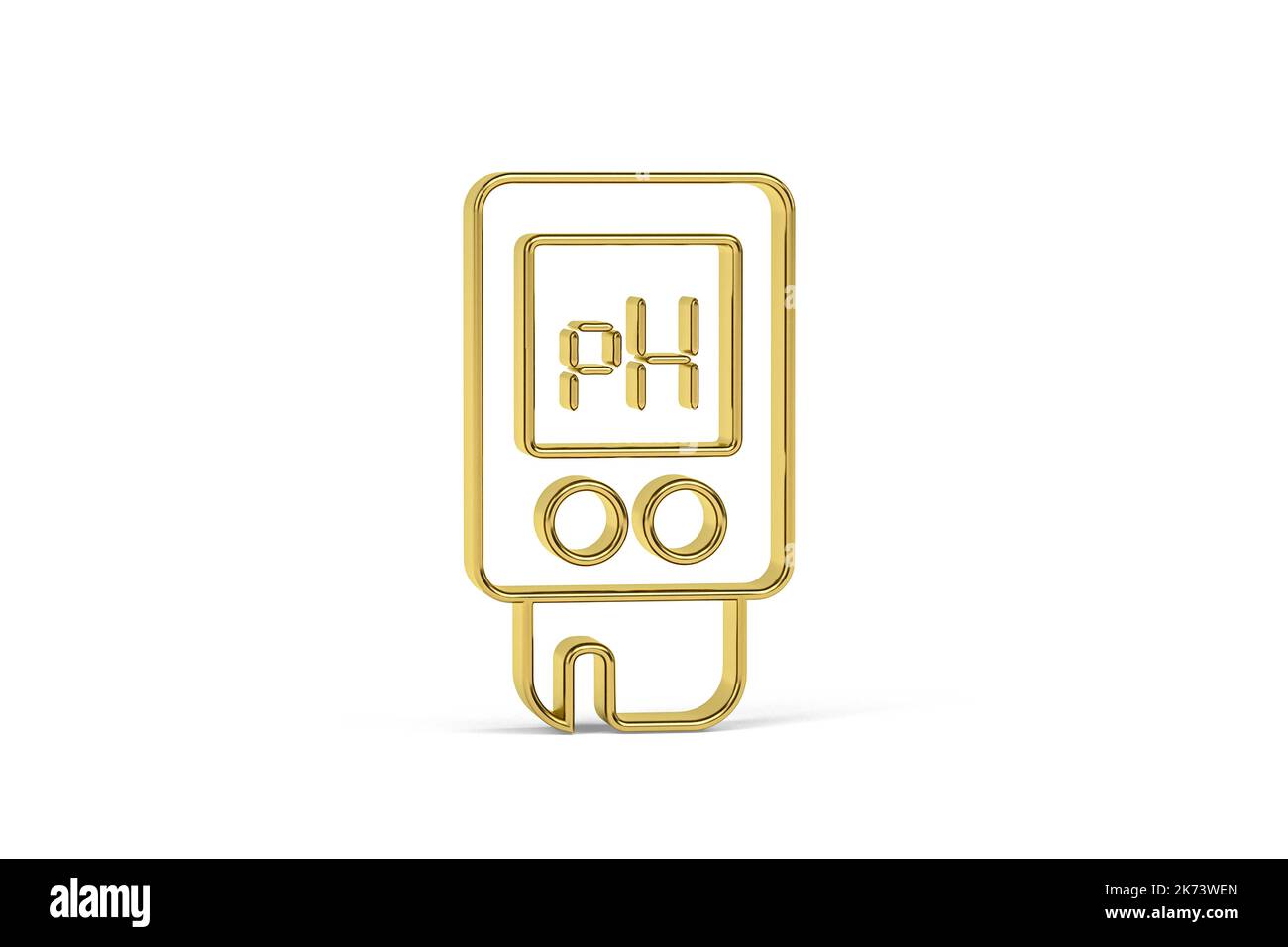Golden 3d PH meter icon isolated on white background - 3D render Stock ...