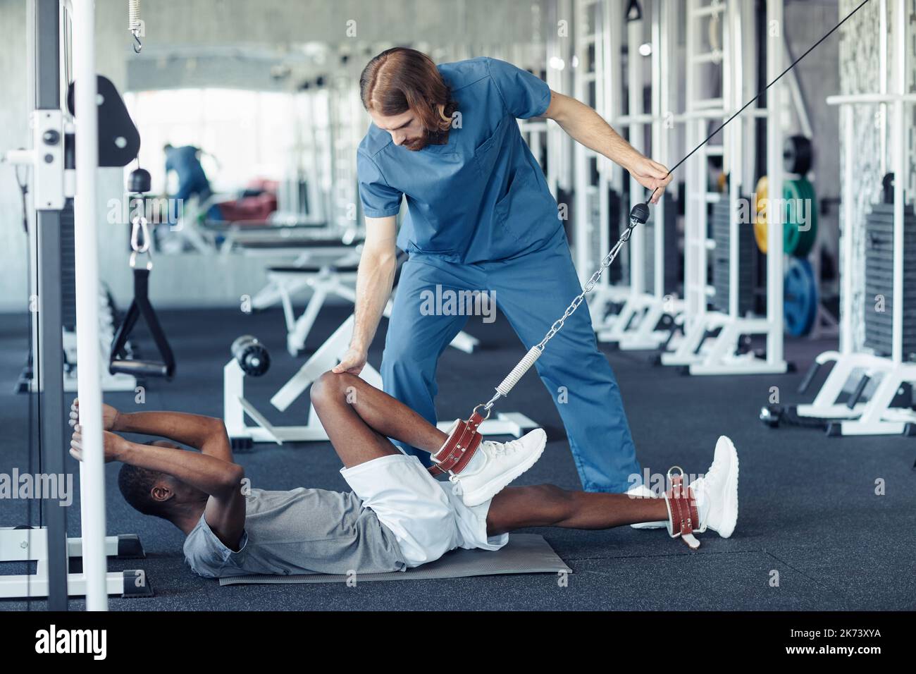 Doctor in uniform working with physical condition of patient he using ...