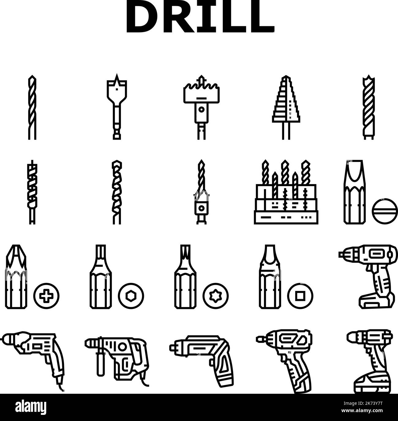 drill equipment construction icons set vector Stock Vector Image & Art ...