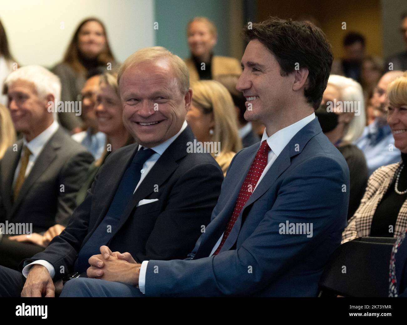 Pekka Lundmark, President and CEO of Nokia and Prime Minister Justin ...