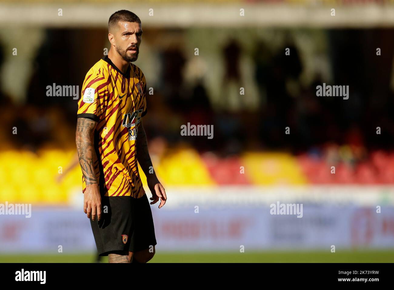Benevento's italian foreword Francesco Forte looks during Serie B ...