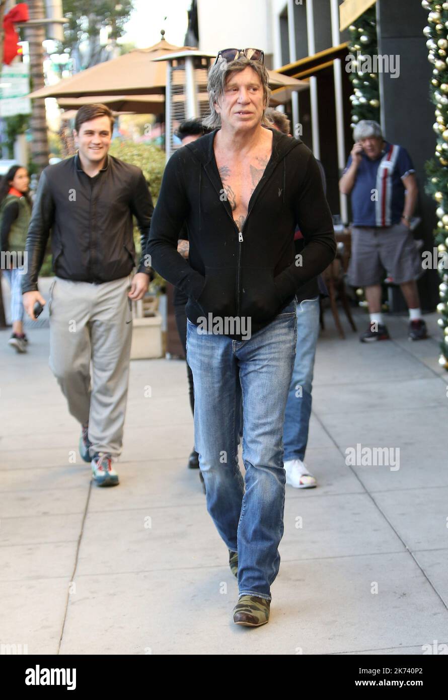 LOS ANGELES 29/11/2016 Mickey Rourke at Cafe Roma in Beverly Hills ...