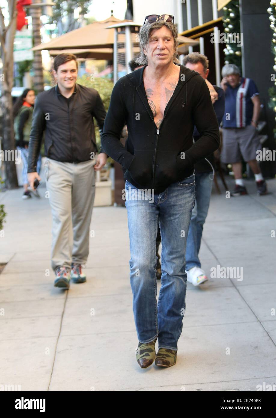 LOS ANGELES 29/11/2016 Mickey Rourke at Cafe Roma in Beverly Hills ...