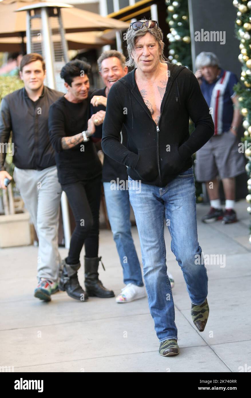LOS ANGELES 29/11/2016 Mickey Rourke at Cafe Roma in Beverly Hills ...