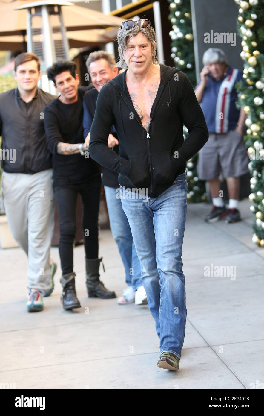 LOS ANGELES 29/11/2016 Mickey Rourke at Cafe Roma in Beverly Hills ...