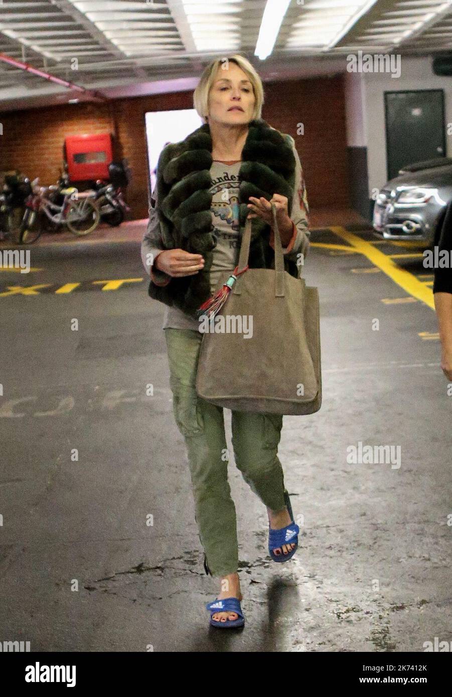 LOS ANGELES 06/12/2016 Sharon Stone gets pampered at a Nail Salon in ...