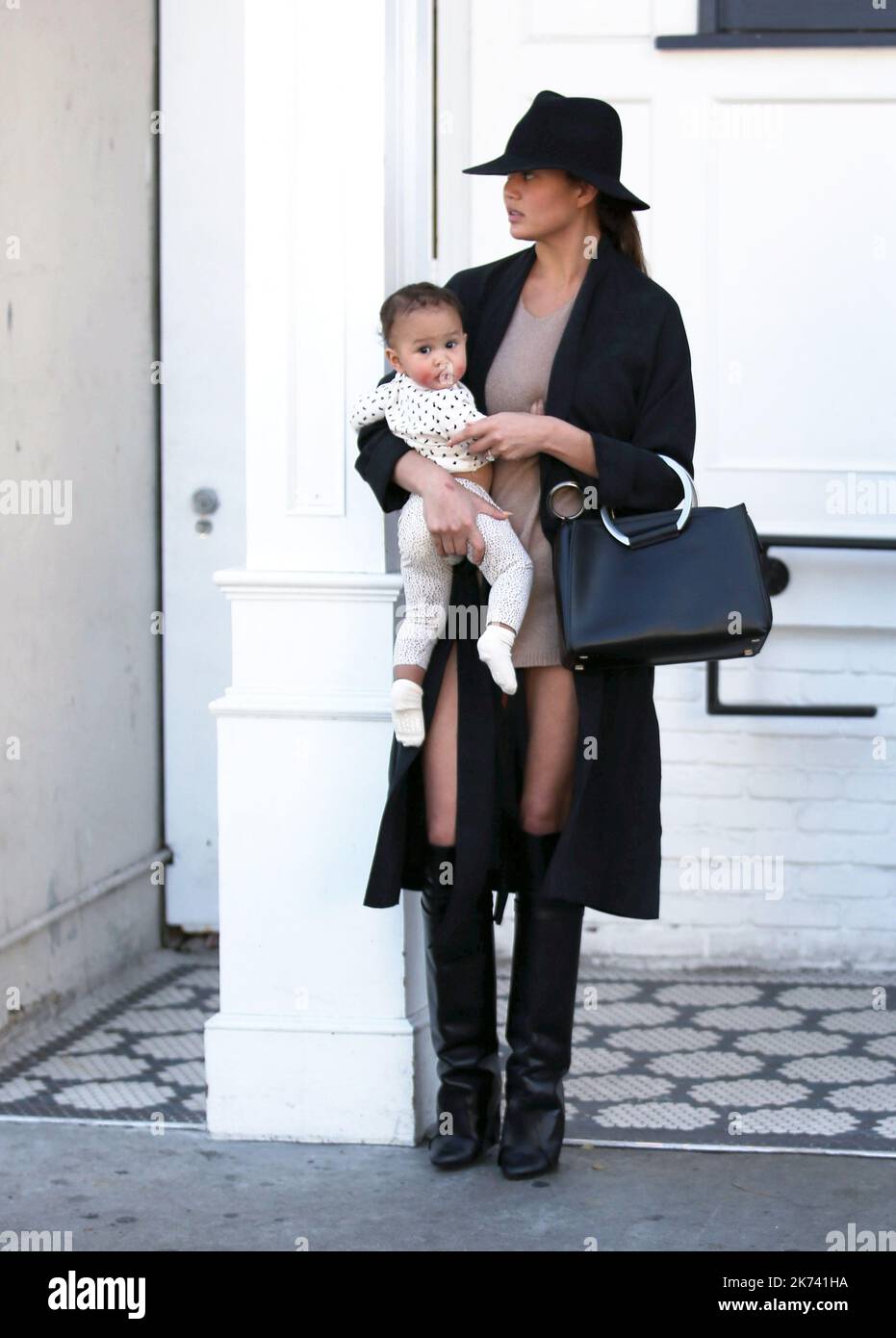 Chrissy Teigen at Au Fudge restaurant in West Hollywood Stock Photo - Alamy