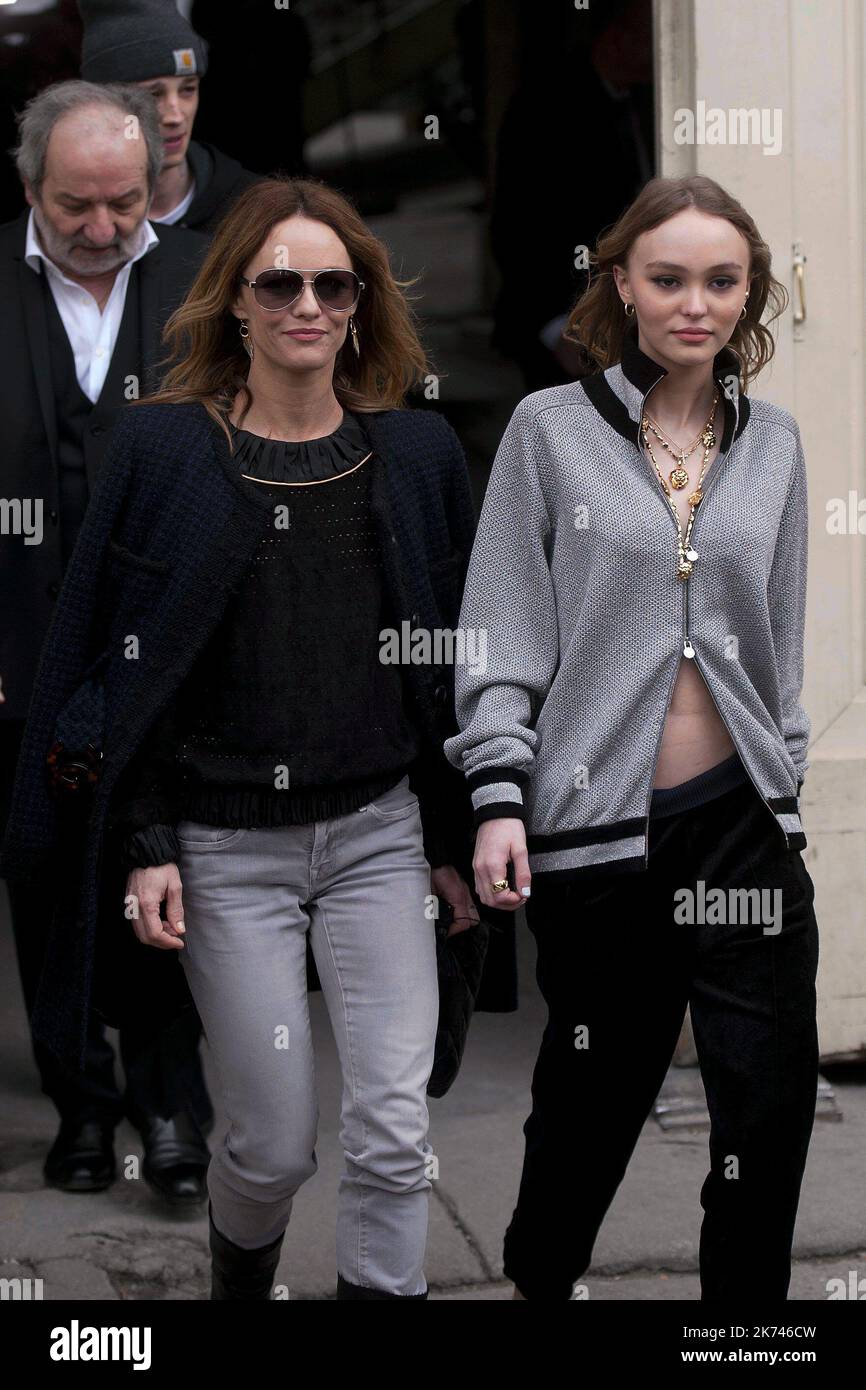 Vanessa Paradis And Daughter Lily Rose Depp During The Fashion Week At