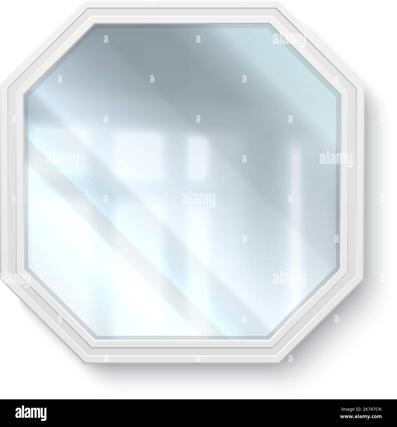 Realistic mirror. 3D reflective glass surface in frame. Geometric ...