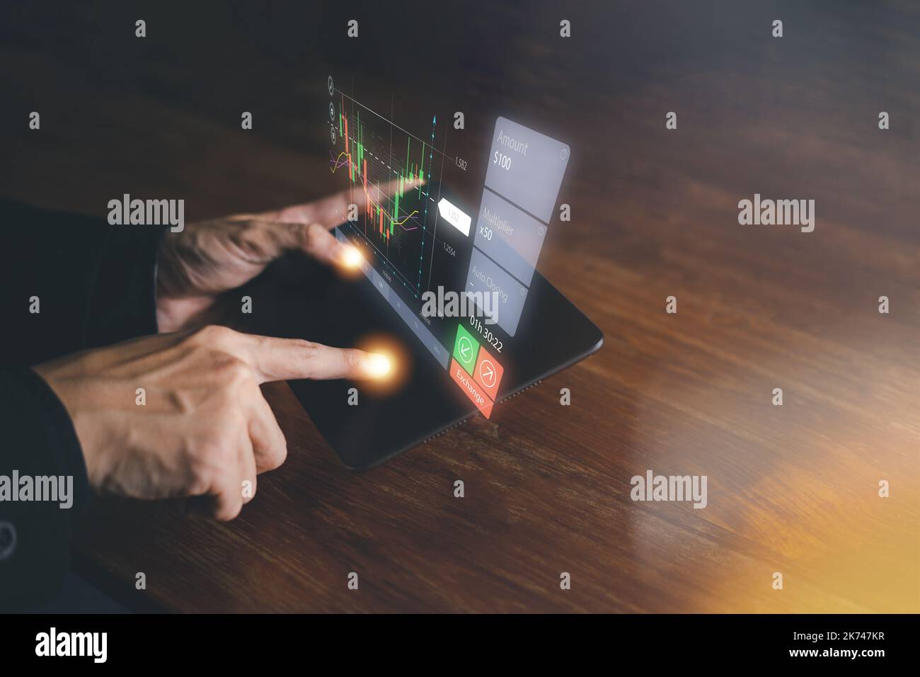 Success business concept. Businessman hand touch hologram of Stock ...