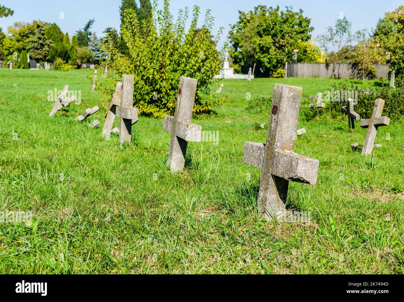 The old military cemetery at Tranžament, Petrovaradin. A panoramic view ...