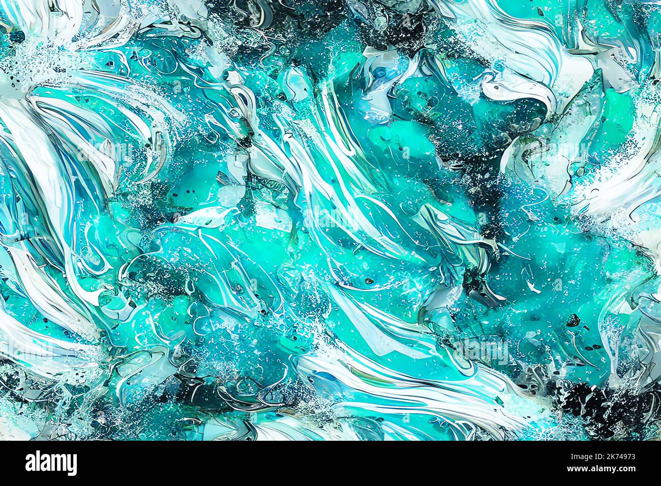 White and turquoise liquid ink marble texture background Stock Photo ...