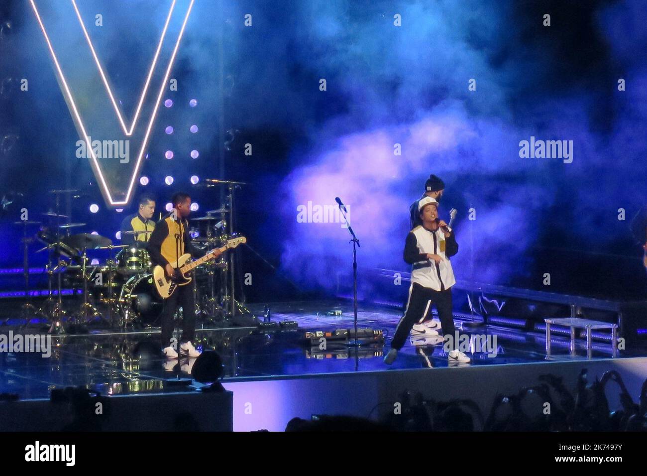 Bruno Mars in concert during his 24K Magic Tour in Paris, France Stock ...