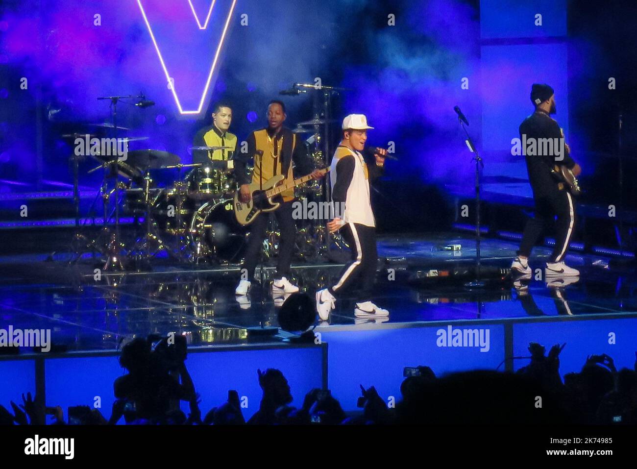 Bruno Mars in concert during his 24K Magic Tour in Paris, France Stock ...