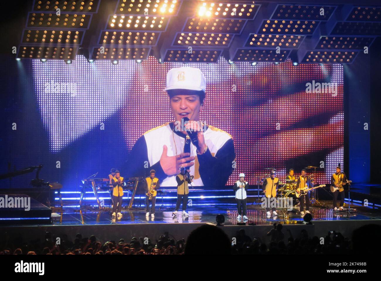 Bruno Mars in concert during his 24K Magic Tour in Paris, France Stock ...