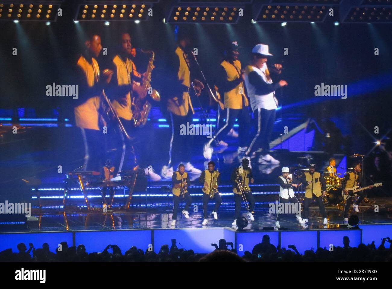 Bruno Mars in concert during his 24K Magic Tour in Paris, France Stock ...