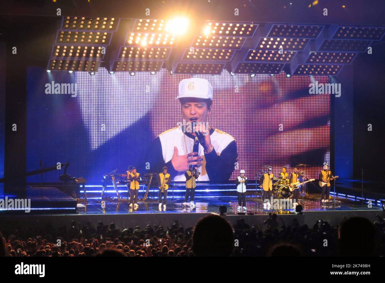 Bruno Mars in concert during his 24K Magic Tour in Paris, France Stock ...