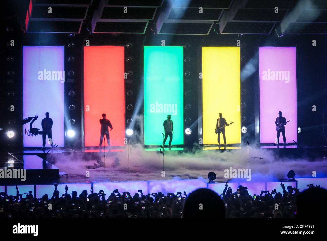 Bruno Mars in concert during his 24K Magic Tour in Paris, France Stock ...