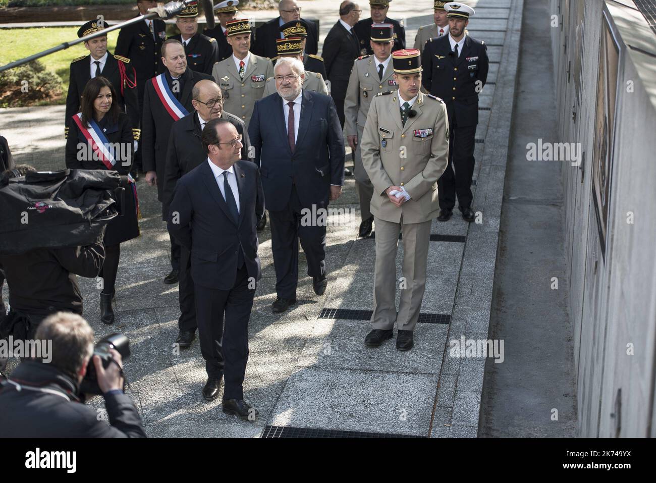 French President Francois Hollande inaugurates a memorial in honor of ...