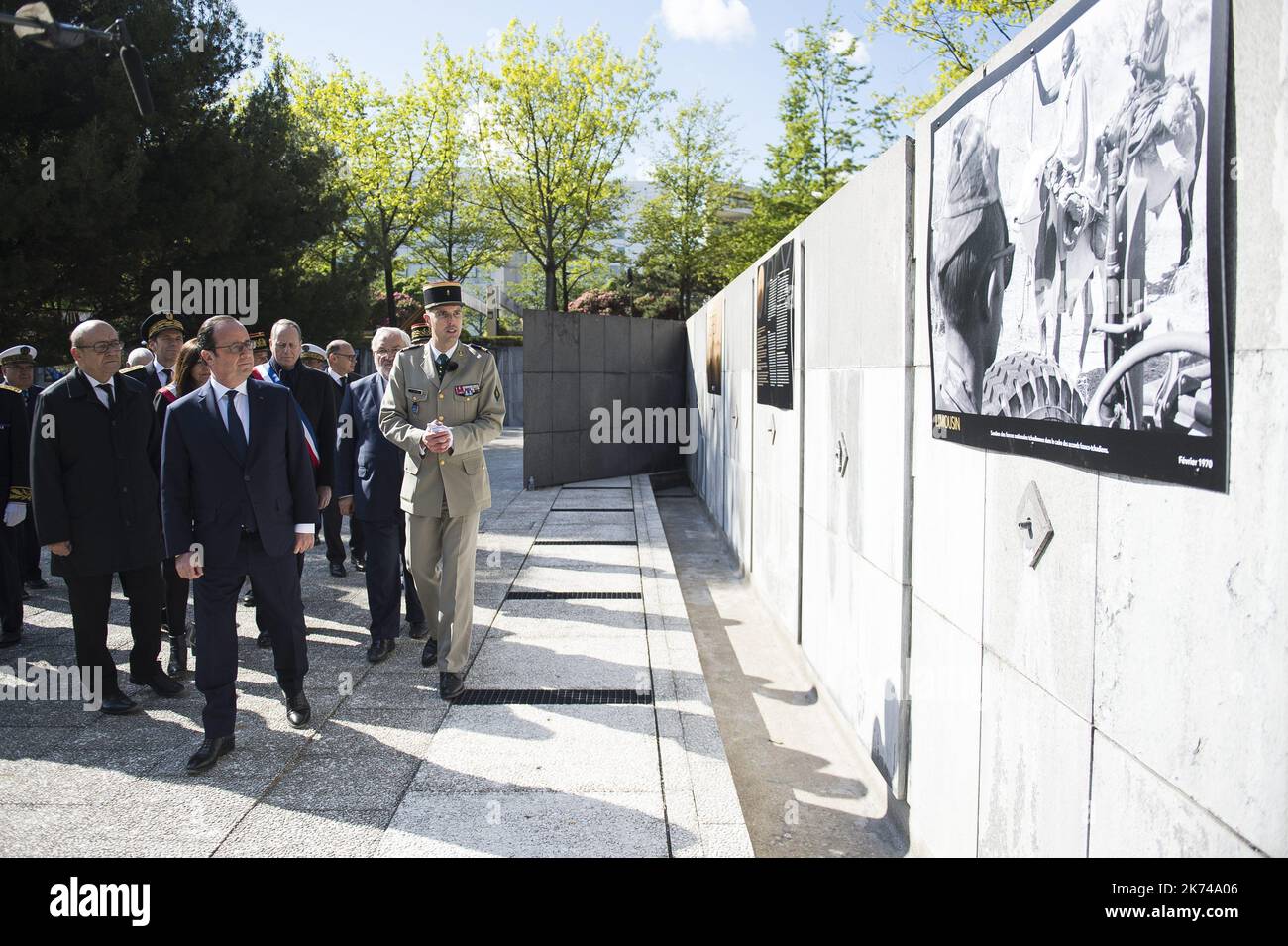 French President Francois Hollande inaugurates a memorial in honor of ...