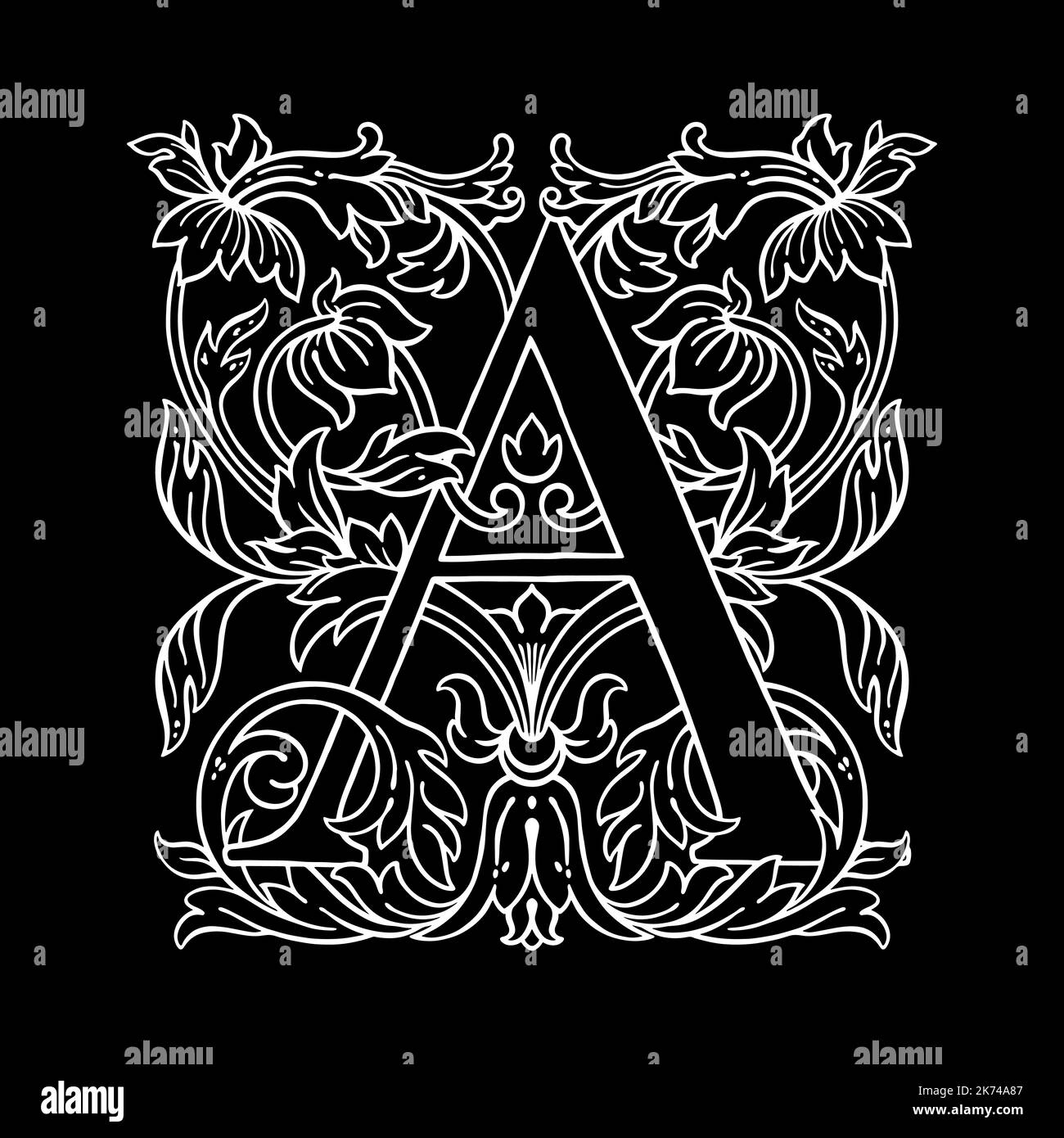 letter S flower ornament Monogram alphabet. Beautiful floral capital ...