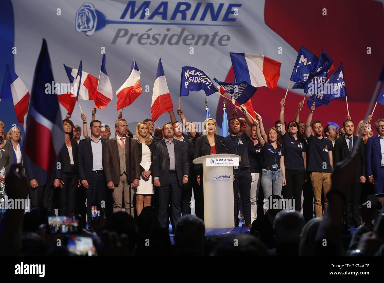 Presidential campaign of Marine le Pen in France. Meeting of the ...
